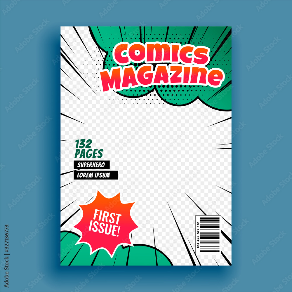 comic magazine book cover page template design Stock Vector | Adobe Stock