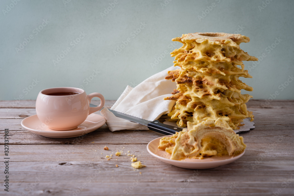 Bankuchen traditional regional cake from Lithuania. Delicious tree cake ...