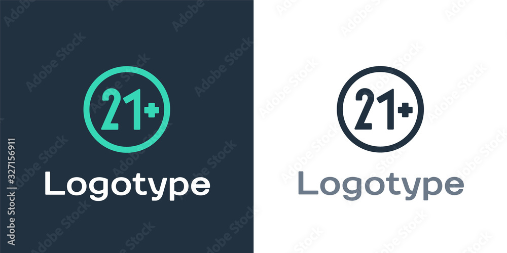 Logotype 21 plus icon isolated on white background. Adults content icon ...