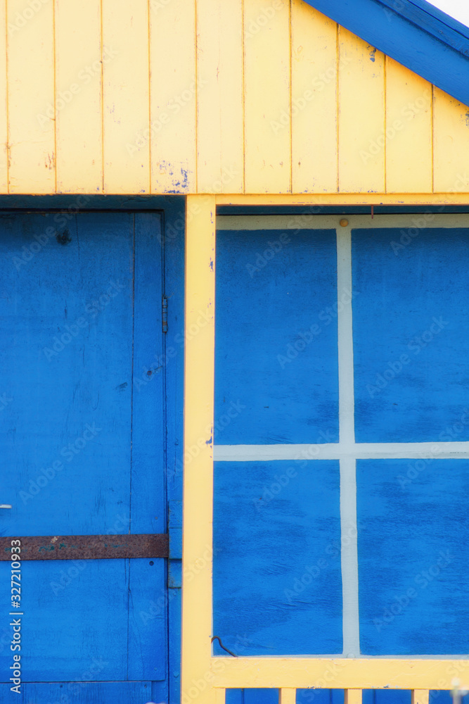 Abstract view of Beach huts. Sutton on Sea beach hut juxtaposition of ...