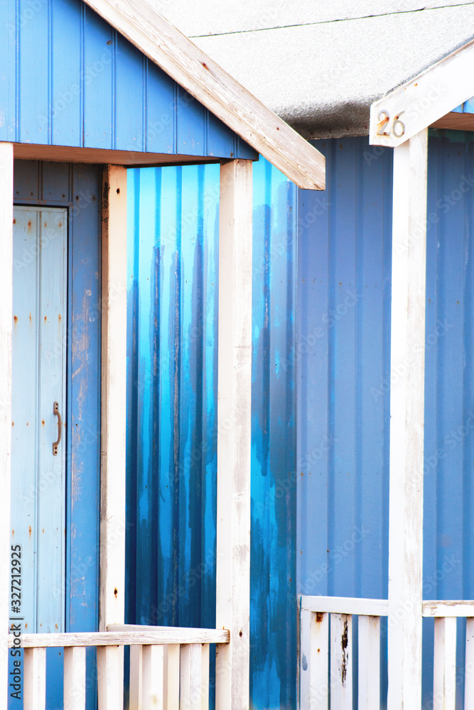Abstract view of Beach huts. Sutton on Sea beach hut juxtaposition of ...