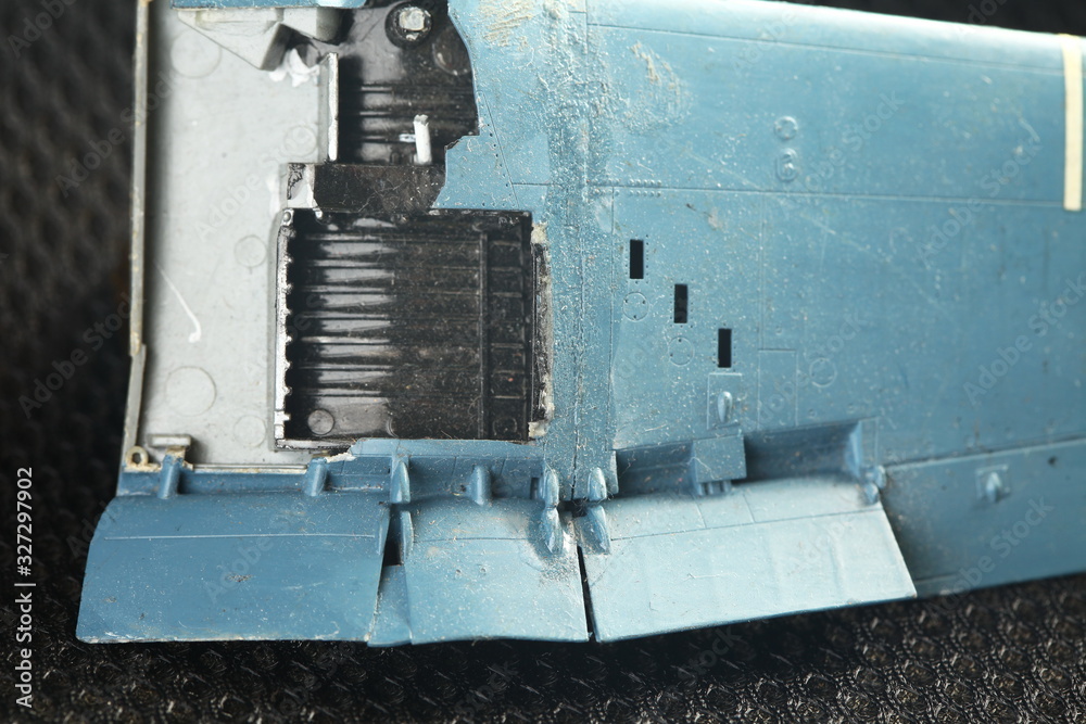 ภาพถ่าย Stock Miniature airplane back side of wing scene represent ...