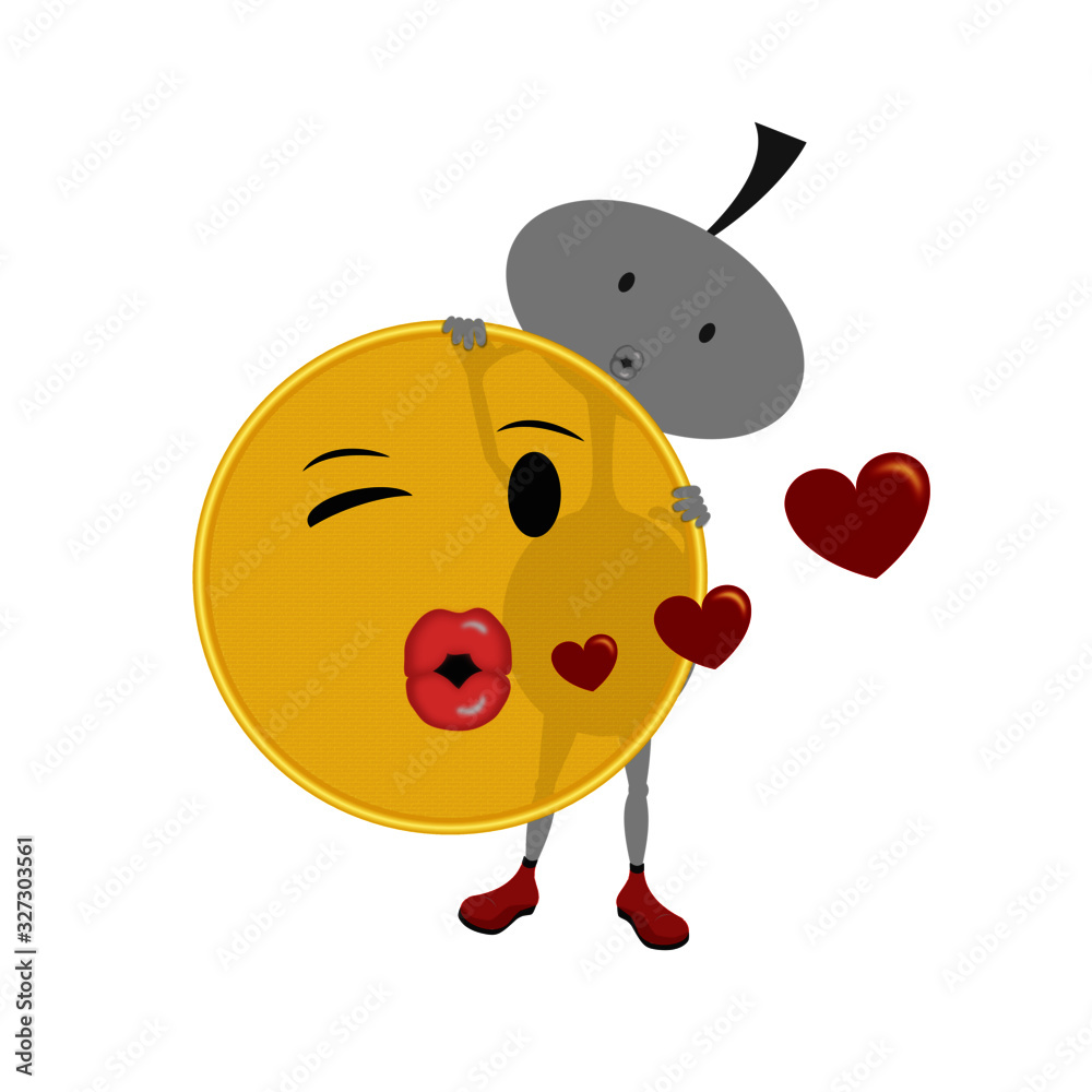 Emoticon emoji Bacio con omino stilizzato Stock Vector | Adobe Stock
