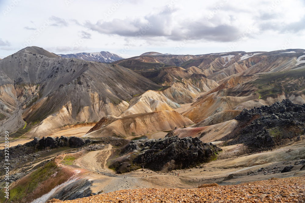 Volcanic Landscape of Laugavegur trail. Landmannalaugar, Iceland Stock ...