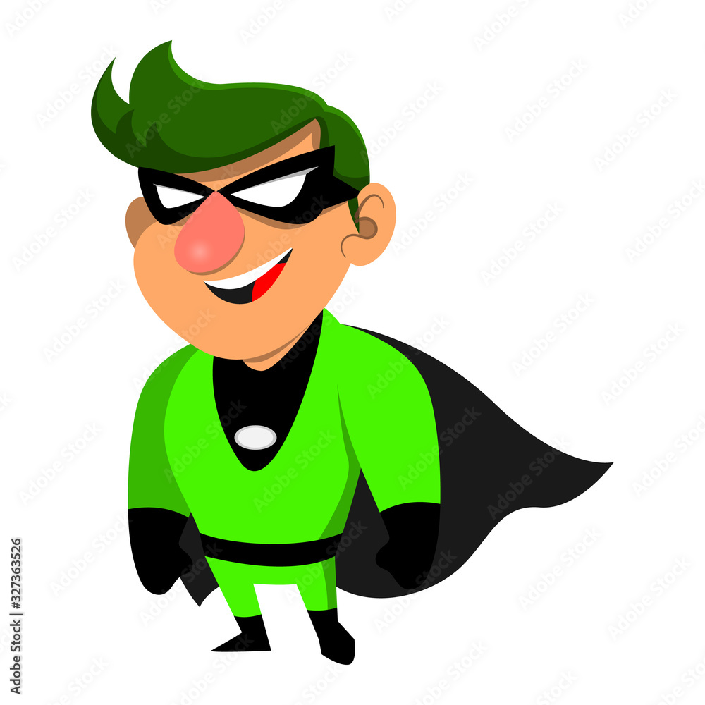 Super Villain Figure wearing mask and green costume with cloak Mascot ...