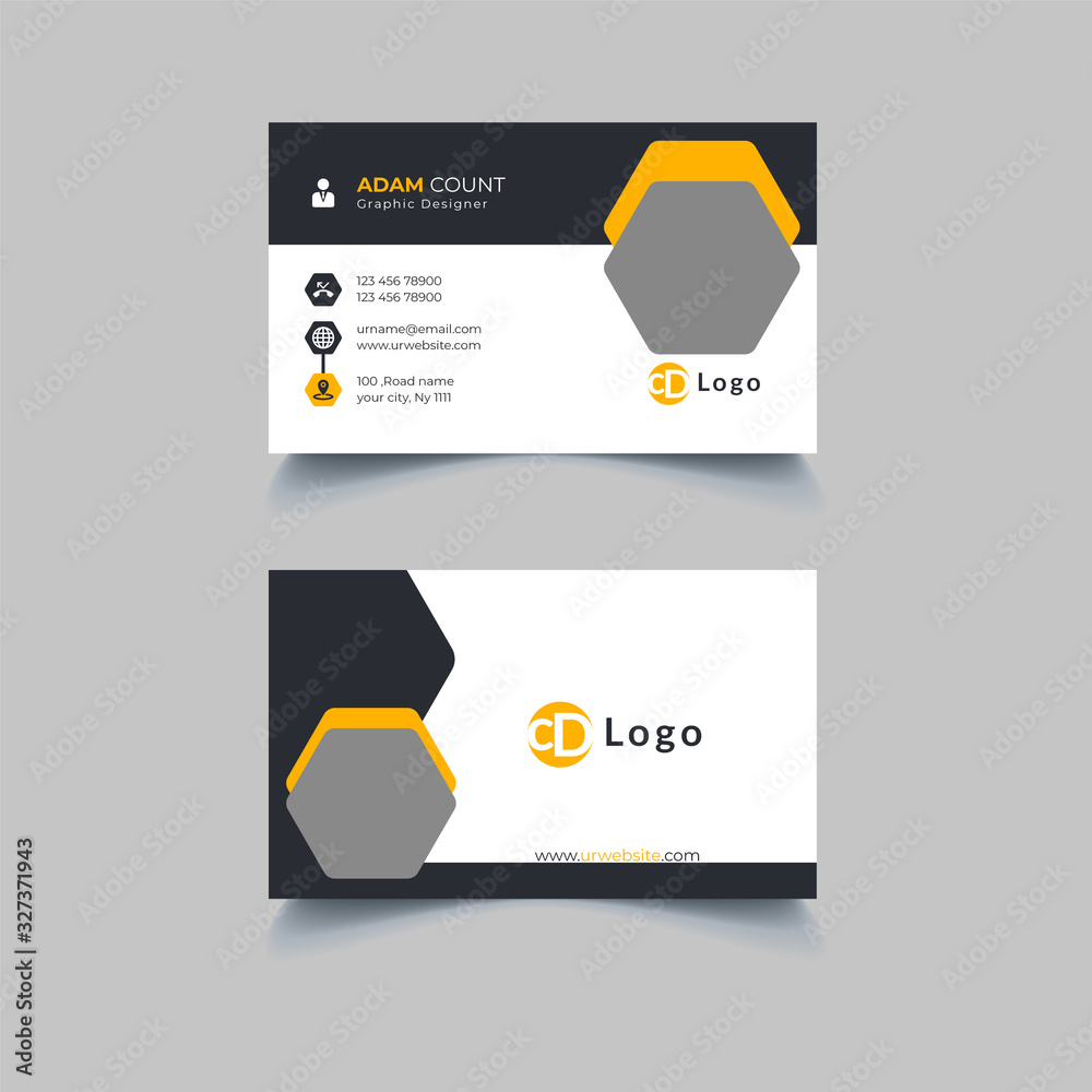 Corporate business card design template with photos. Stock Vector ...