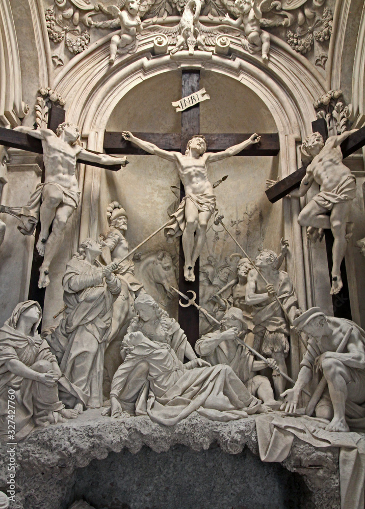 Crocefissione; particolare della cappella della Passione nella chiesa ...