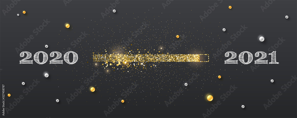 Golden loading bar with transition from 2020 to 2021 new year on ...