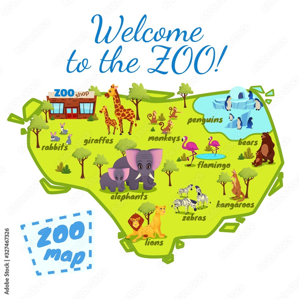 Welcome to the Zoo Map, Nature Infographics Elements with Elephant ...