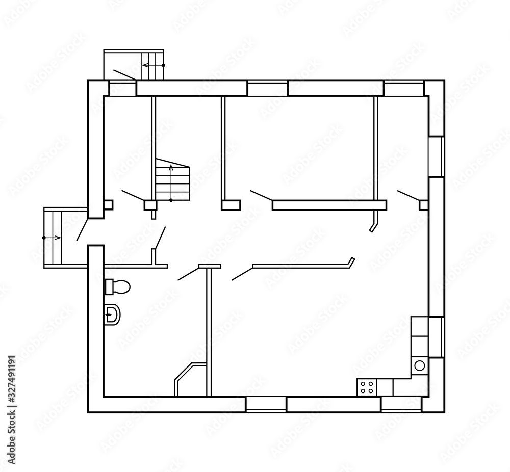 Interior house. Top view plans. Blueprint suburban house. Architecture ...