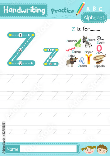 Letter Z uppercase and lowercase cute children colorful ABC alphabet ...