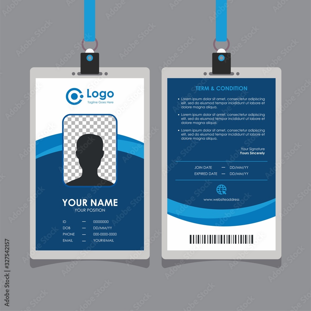 Simple Abstract Blue Curve Id Card Design, Professional Identity Card ...