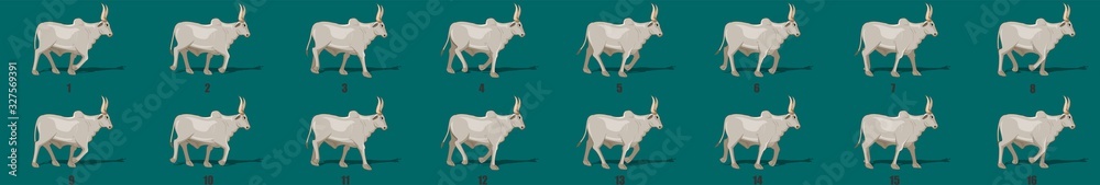 Стоковий вектор Bull walk cycle animation frames, loop animation sequence sprite sheet | Adobe Stock