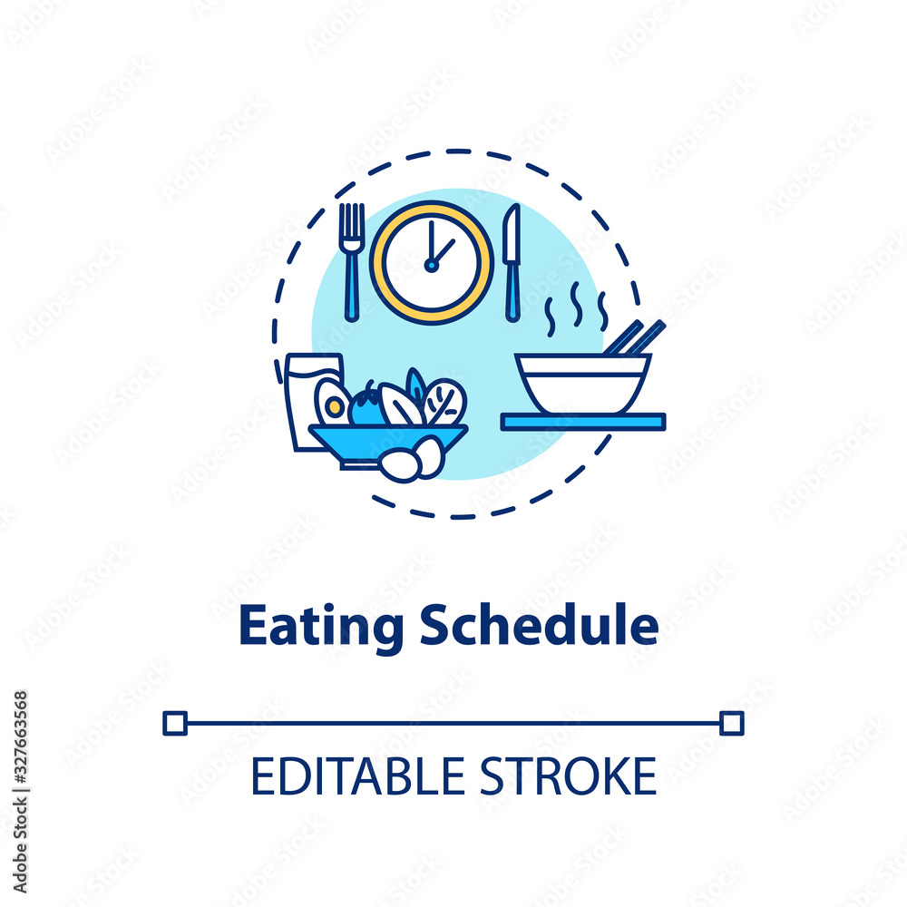 Eating schedule concept icon. Mindful eating, conscious food ...