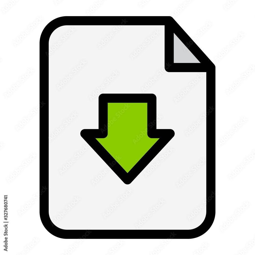 Download document icon in flat style. File download symbol for modern ...