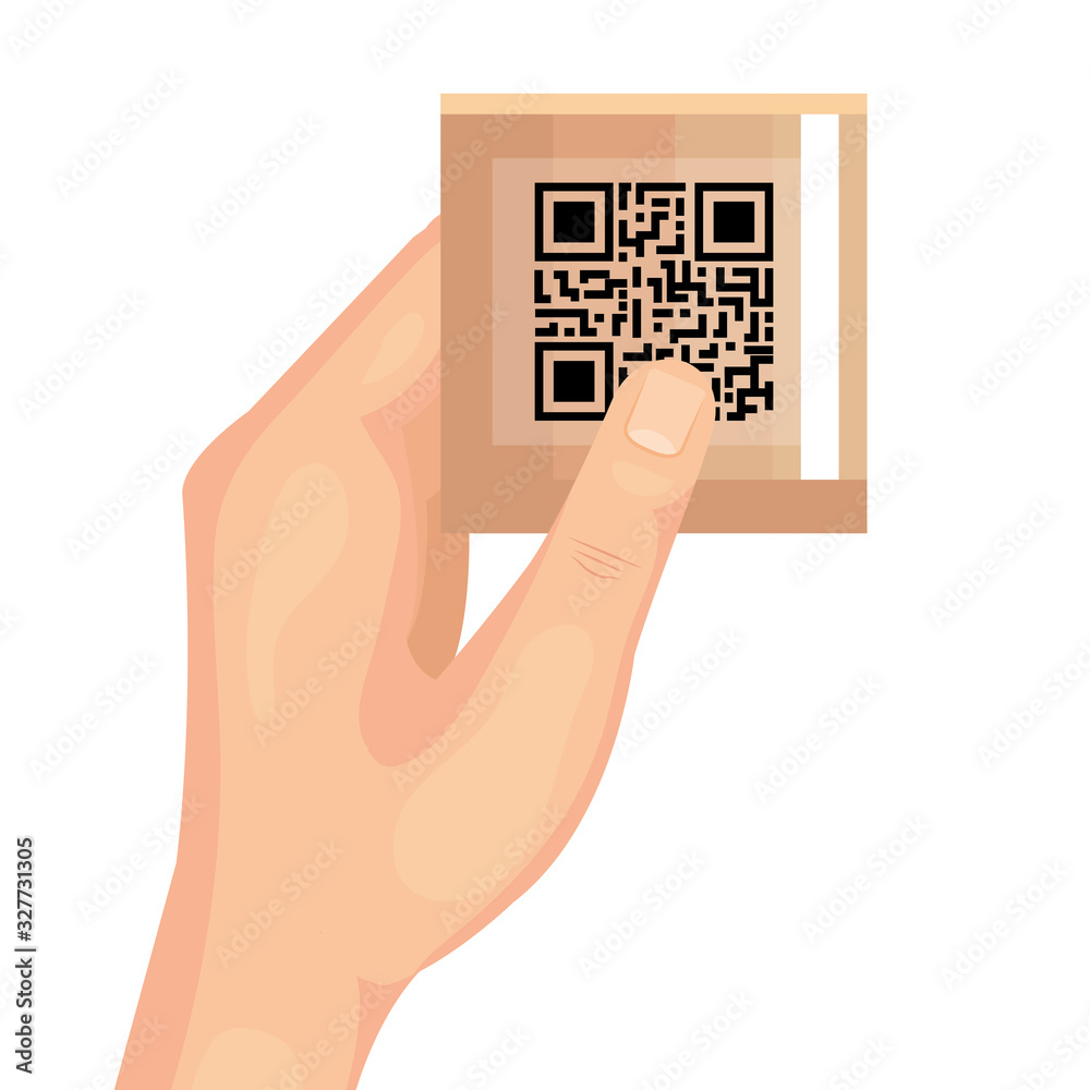 hand holding qr code design of technology scan information business price communication barcode ...