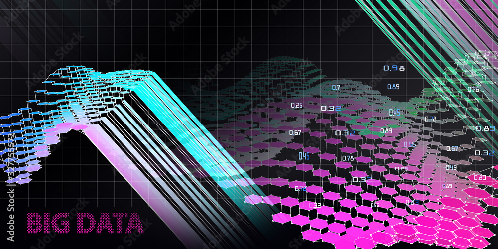 Abstract hexagon cpncept of data analytics and technology 3d ...