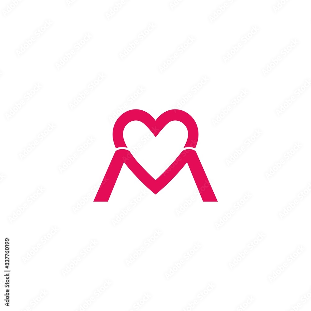Letter M heart logo isolated on white background Stock Illustration ...