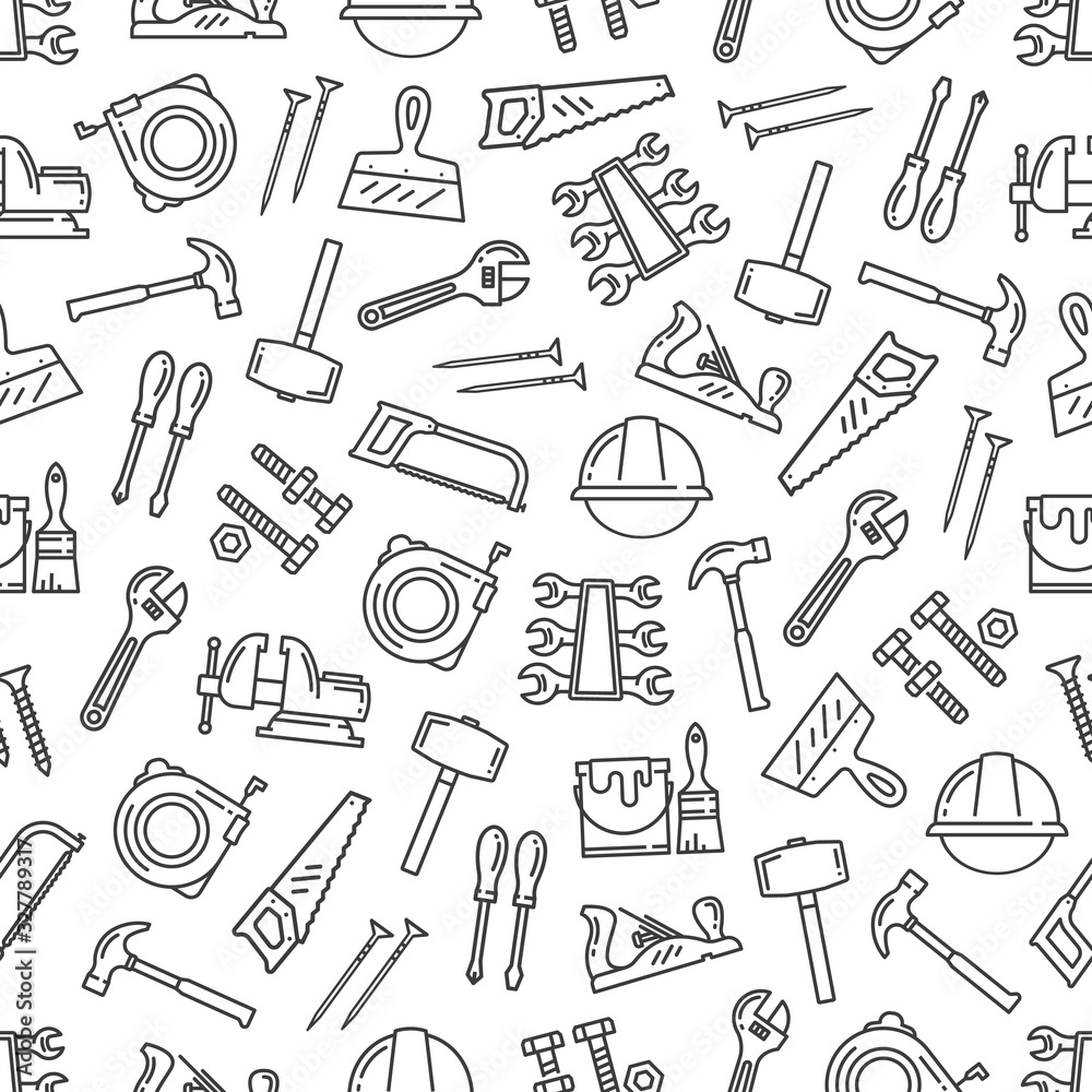 Tool pattern, construction hardware and repair instruments. Vector ...