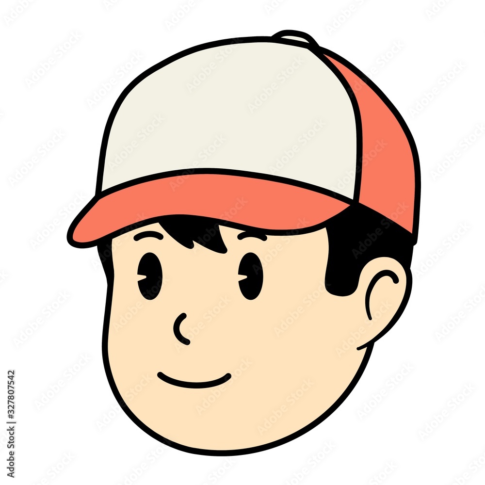 Cartoon boy with a baseball cap Stock Illustration | Adobe Stock