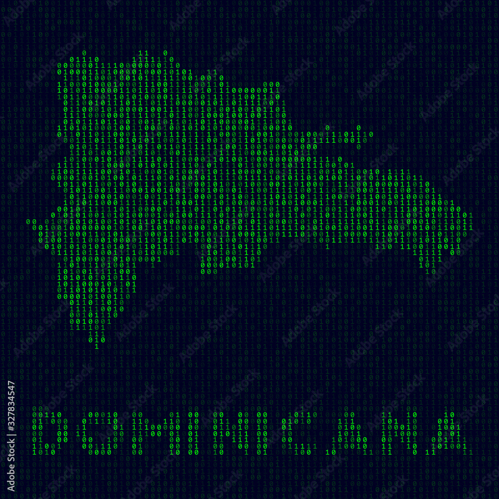Digital Dominicana logo. Country symbol in hacker style. Binary code map of Dominicana with ...