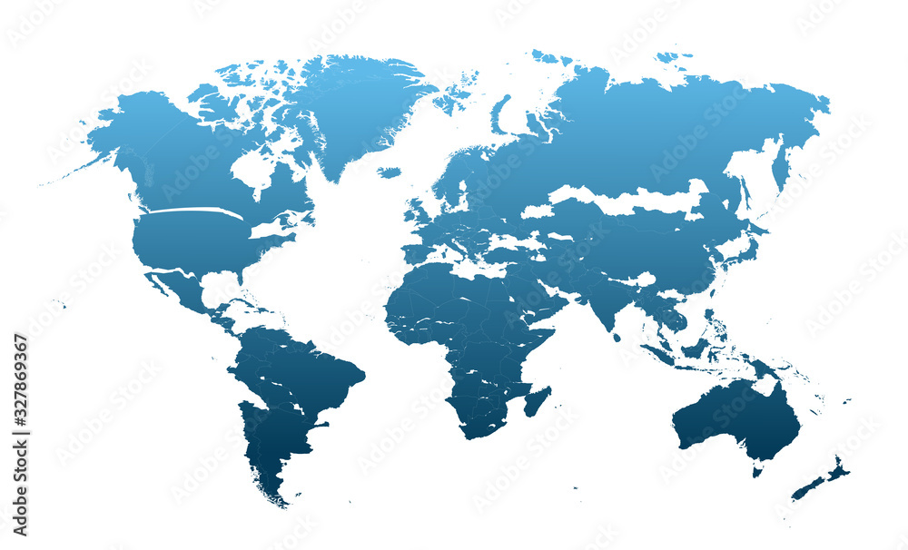 World map, detailed country map of the world, blue template for annual ...