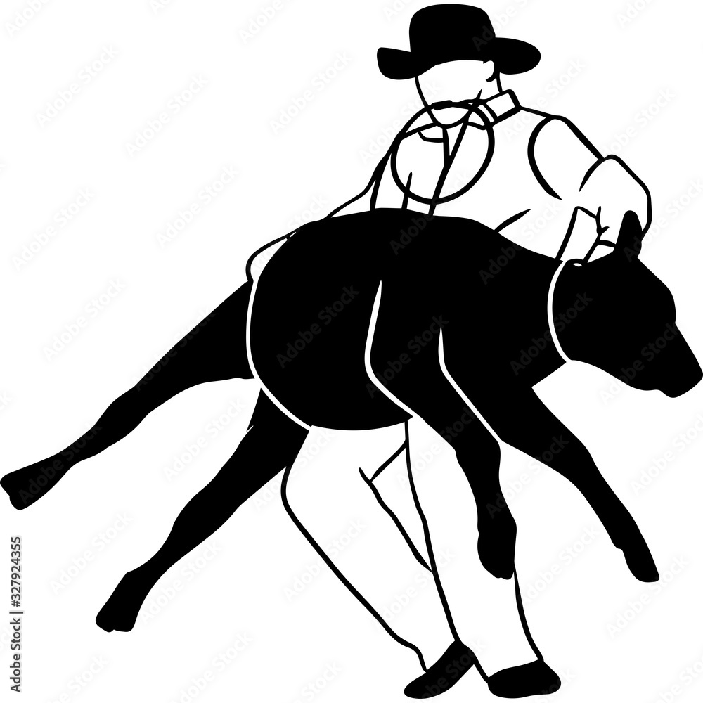 Hand drawn Calf Roping Vector Sketch Stock Vector | Adobe Stock