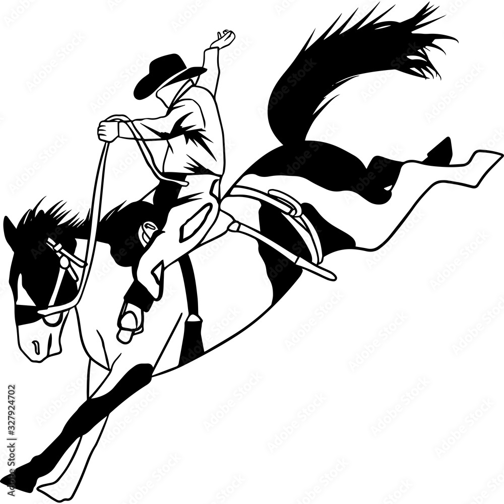 Hand drawn Rodeo Bronco Vector Sketch Stock Vector | Adobe Stock