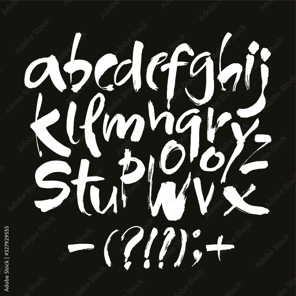 Vector Acrylic Brush Style Hand Drawn Alphabet Font. Calligraphy ...