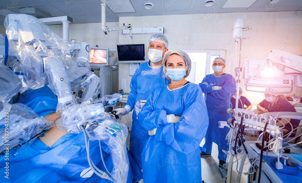 Hospital - surgery team in the modern operating room or operating ...