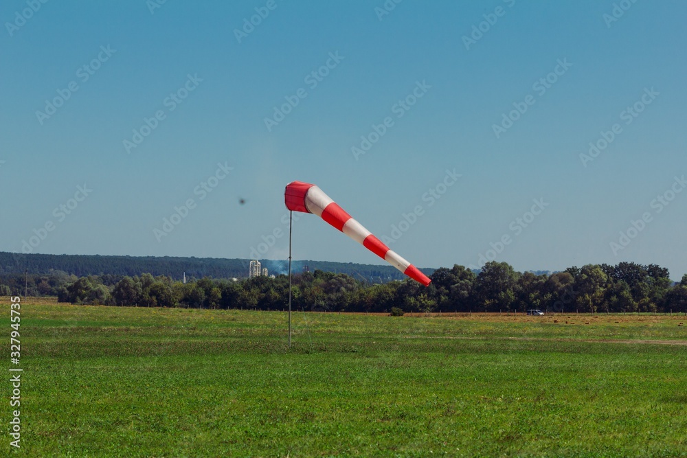 windsock wind aviation red cone, safety. Stock Photo | Adobe Stock