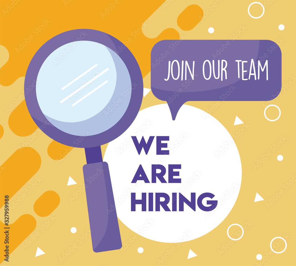 We are hiring message with lupe vector design Stock Vector | Adobe Stock
