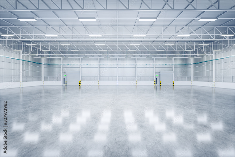Roller door or roller shutter inside factory, warehouse or industrial ...