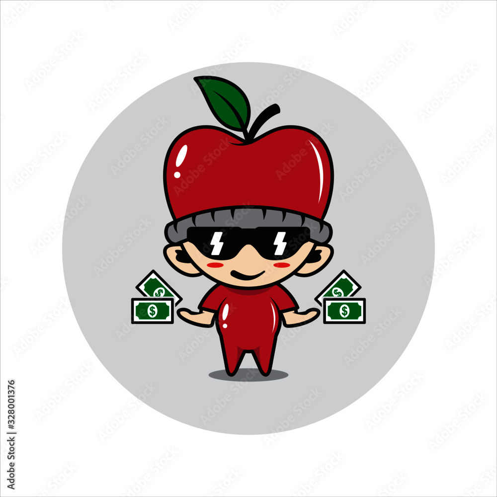 Apple mascot cute characters activity vector illustration Stock Vector ...