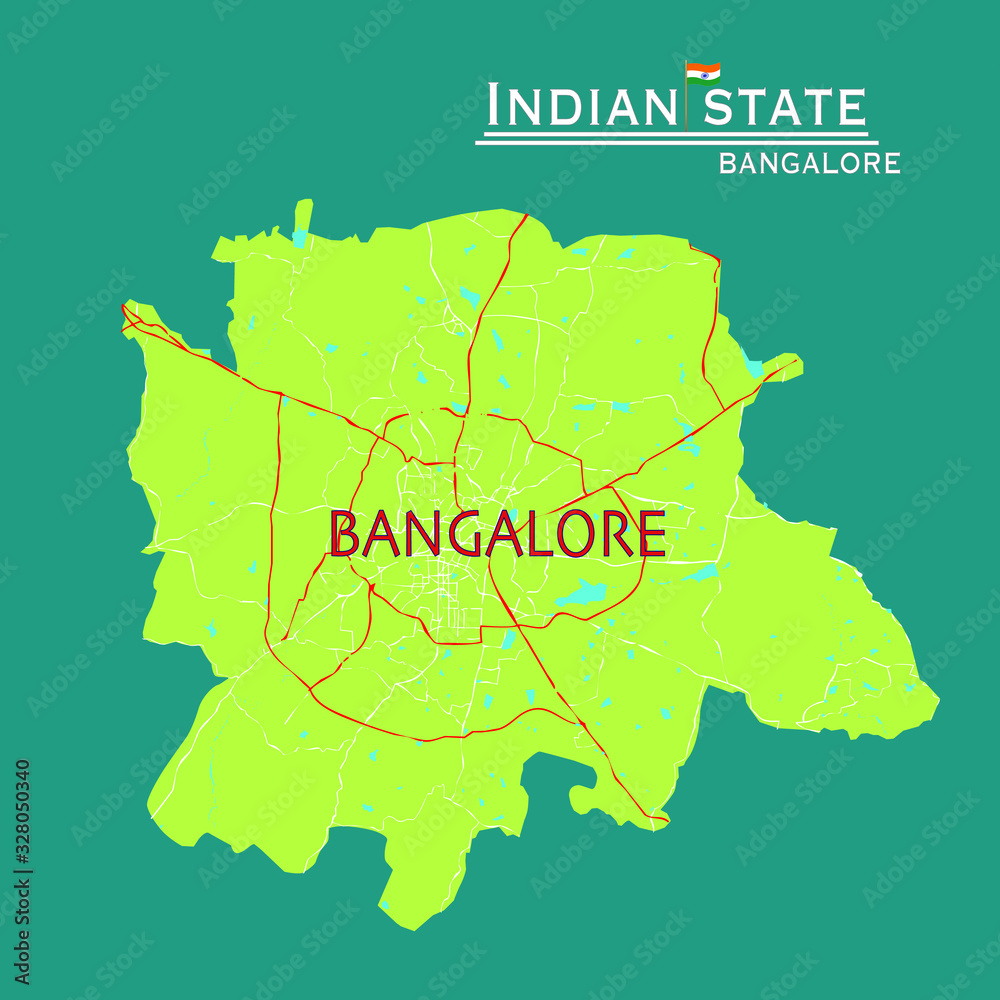 Detailed vector Bangalore map with Background, Bangalore city map Stock ...