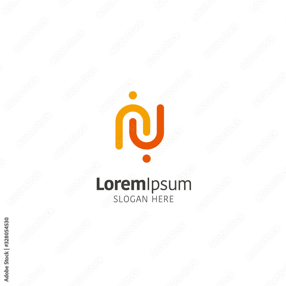 Letter N logo design template on white Stock Vector | Adobe Stock