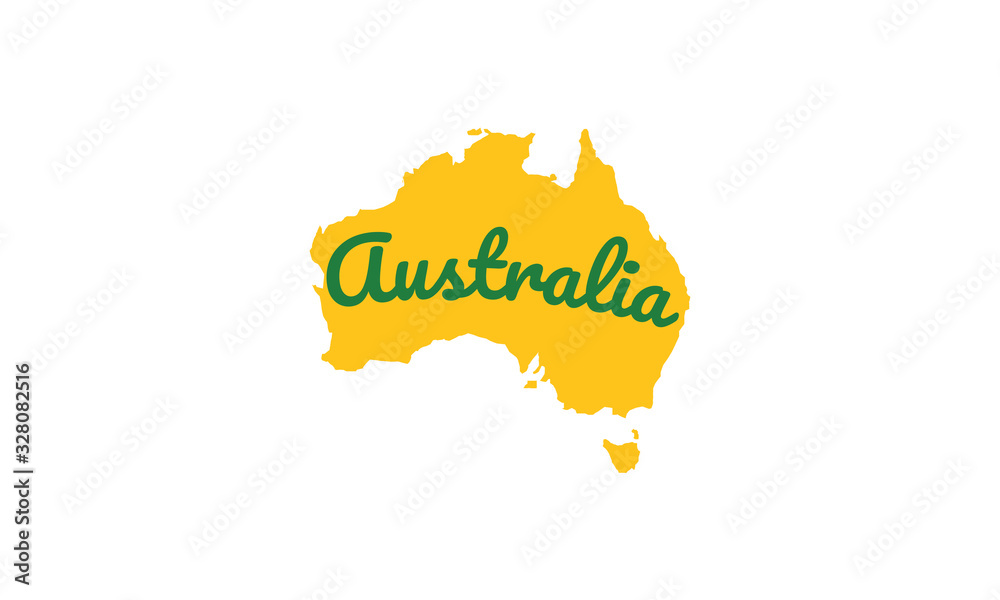 Australia outline map country shape heart symbol love state borders ...