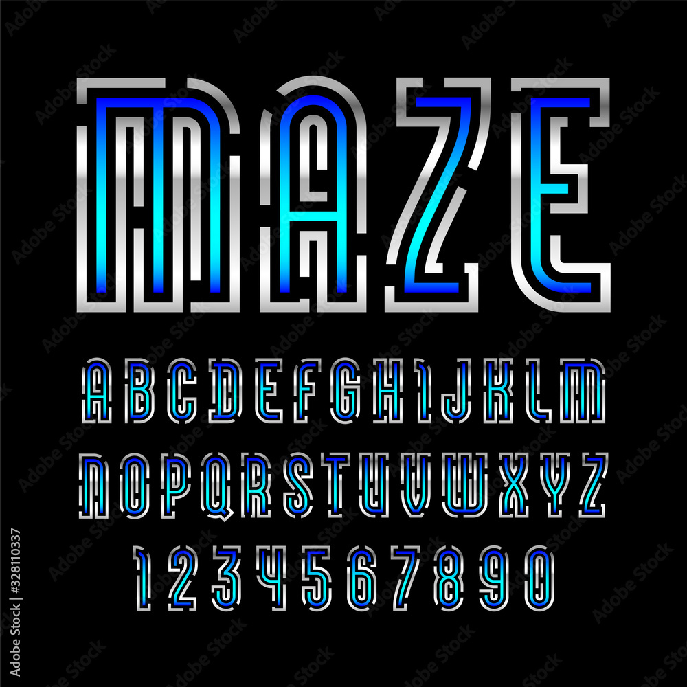 Font from bold line name is Maze, trendy metallic alphabet sans serif ...