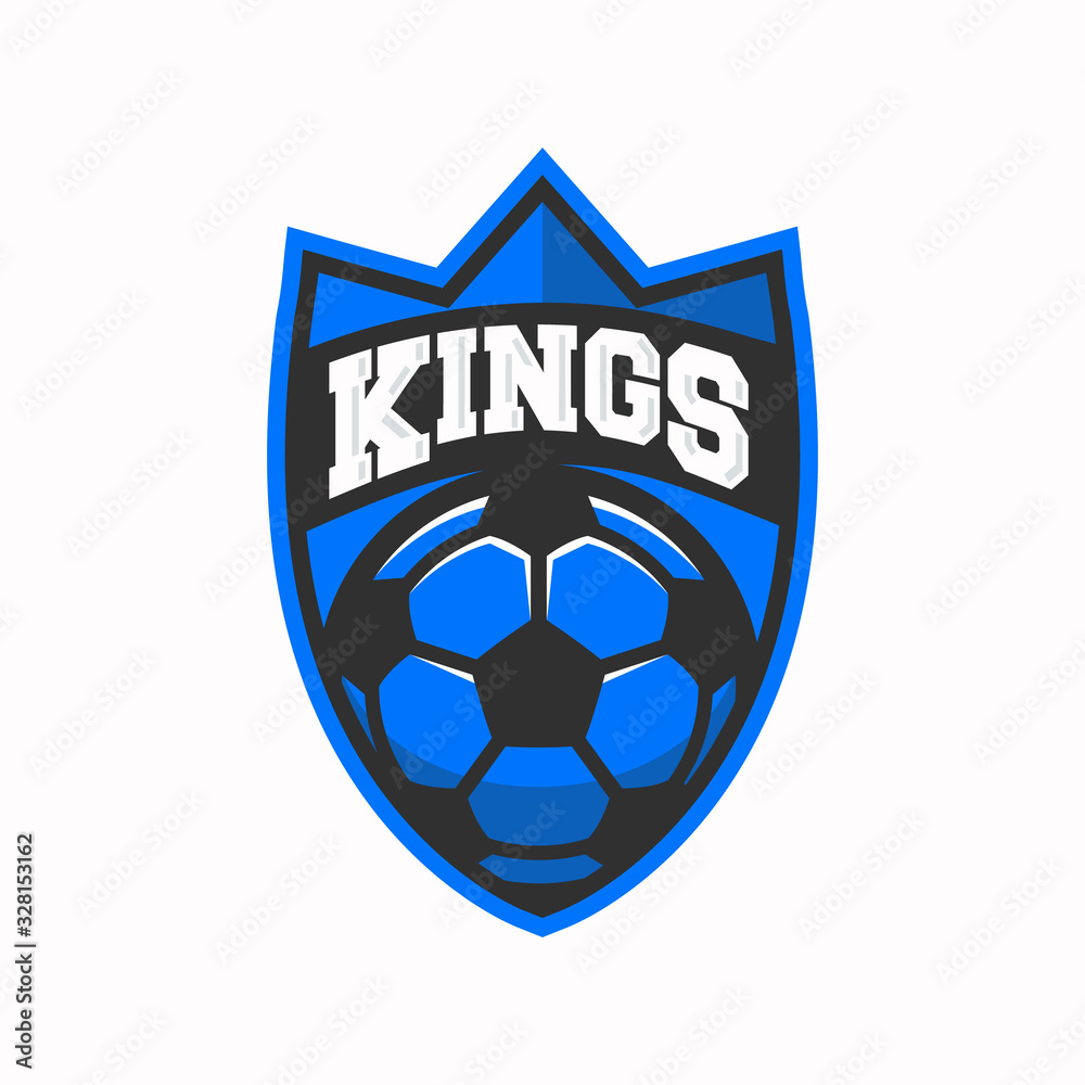 Kings Football team logo. Soccer logo with football ball and shield ...