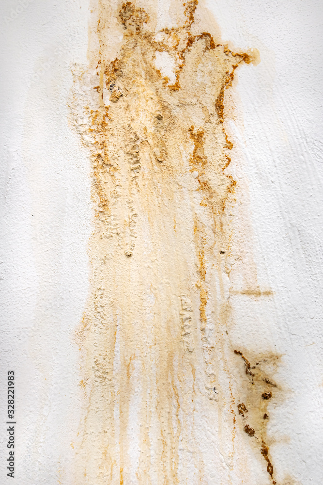 Foto de Stock Water damage on concrete wall. Old fixed and painted over ...