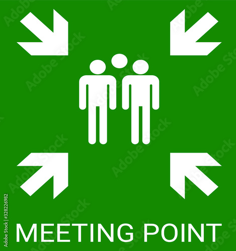 Meeting point, Emergency evacuation assembly point sign, gathering ...