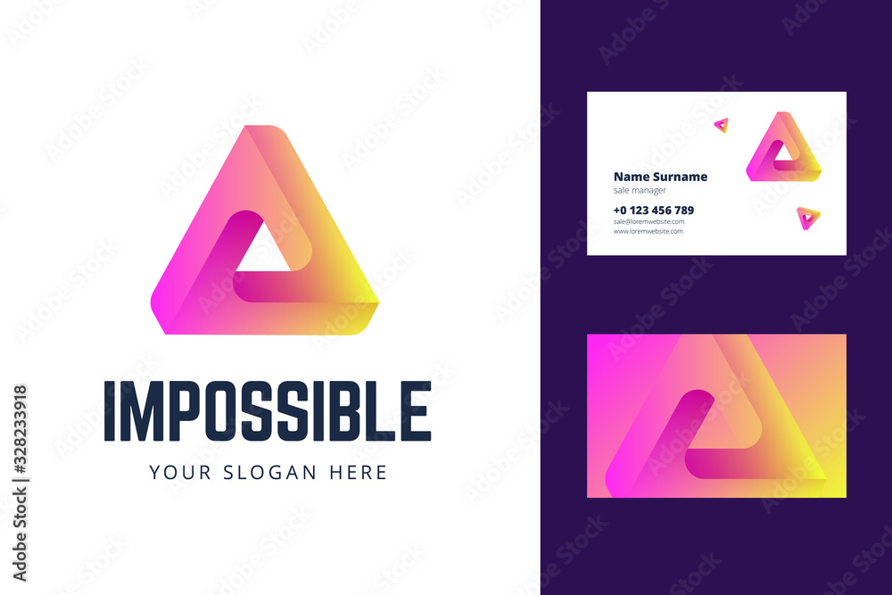 Logo and business card template with an impossible triangle sign ...