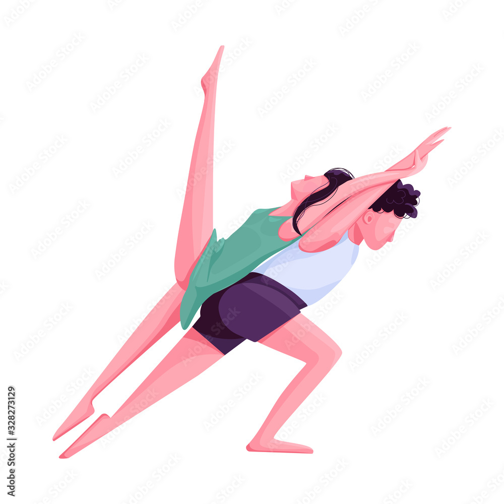 Contemp dancers movements flat color vector faceless character ...