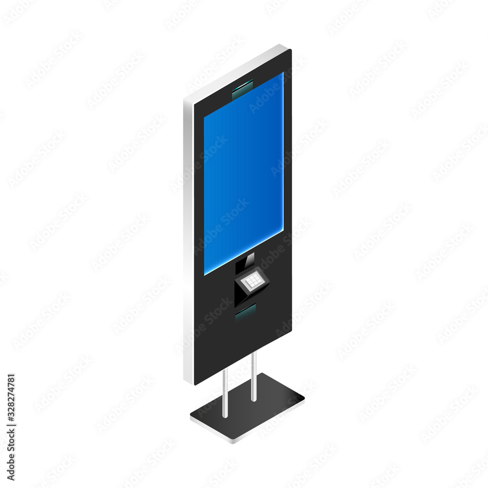 Vending kiosk with blank screen realistic vector illustration ...