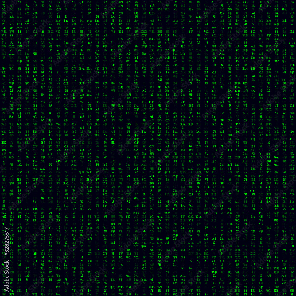 Abstract Matrix Pattern. Green filled hexadecimal pairs seamless ...