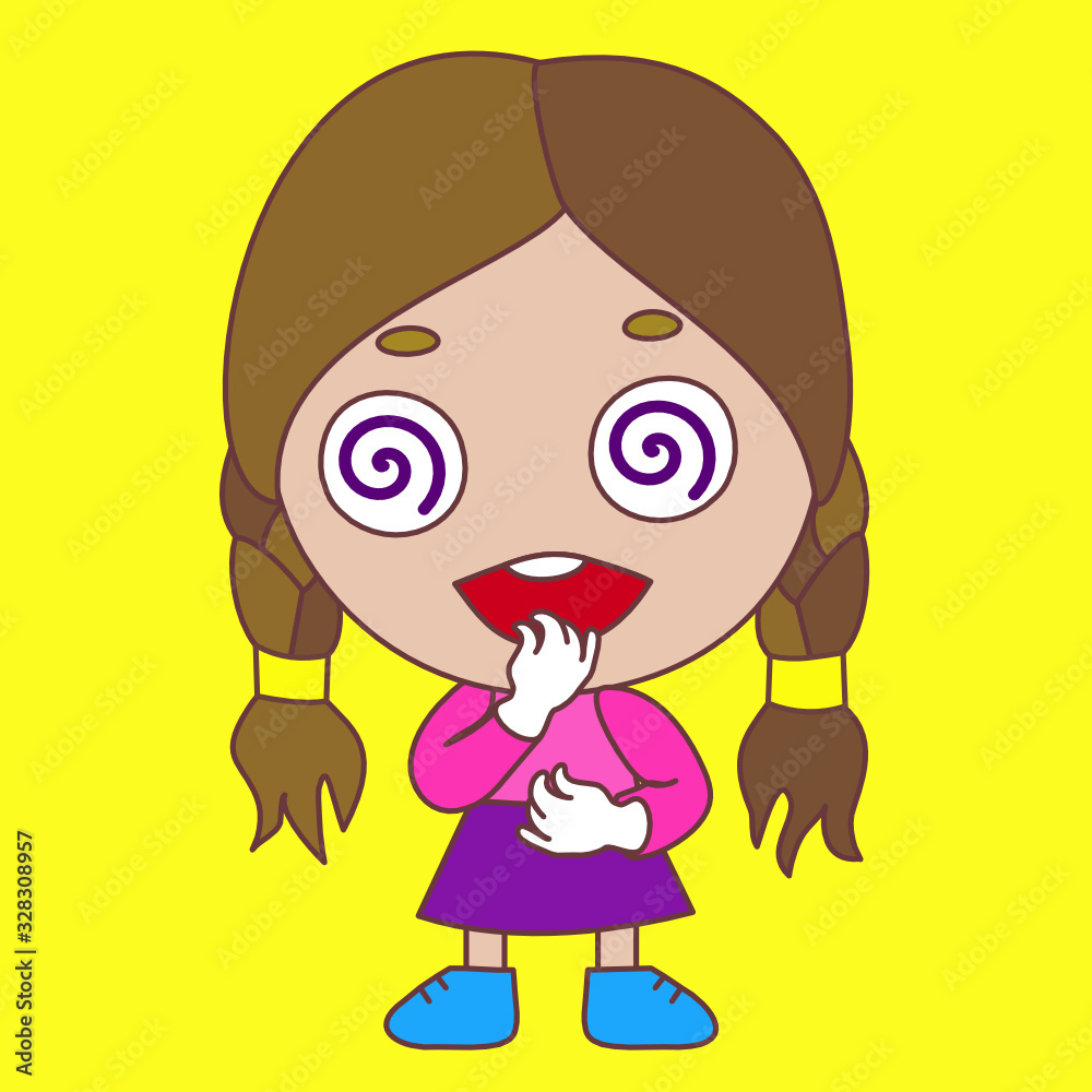 girl that is expressing overwhelming joy with wide smile and hypnotized ...