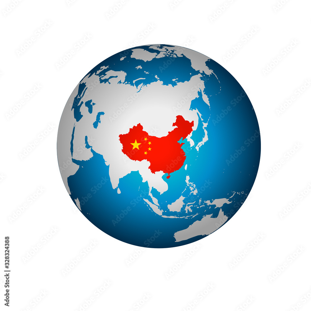 3d Earth Globe With Main Focus on China Map Editable Vector ...
