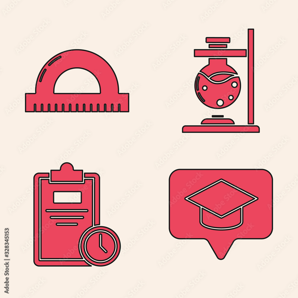 Set Graduation cap in speech bubble, Protractor grid for measuring ...
