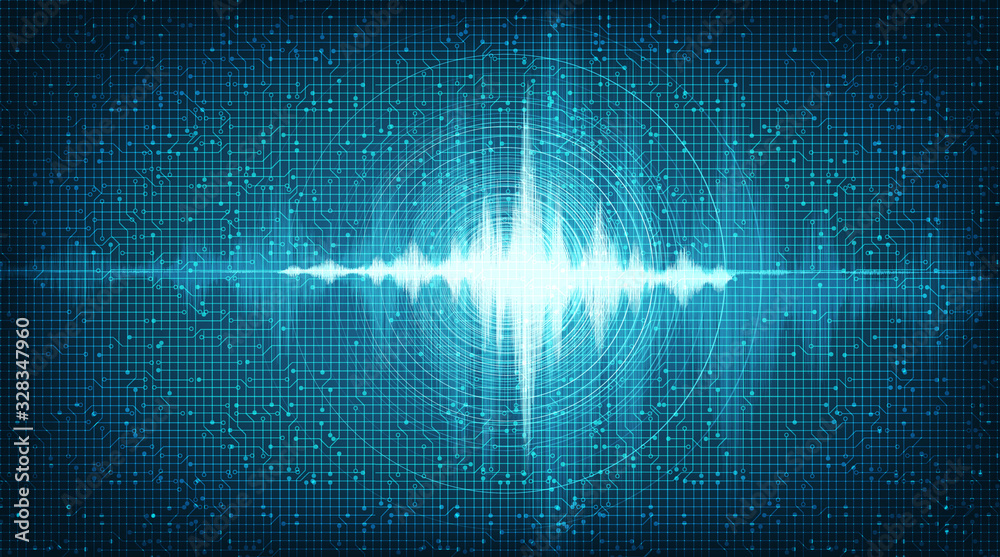 Digital Sound Wave Low and Hight richter scale with Circle Vibration on ...