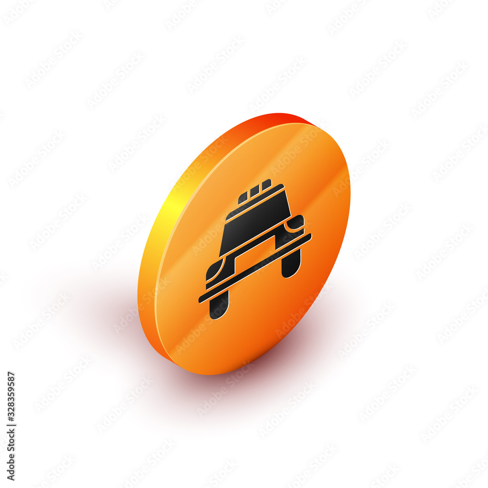 Isometric Police car and police flasher icon isolated on white ...
